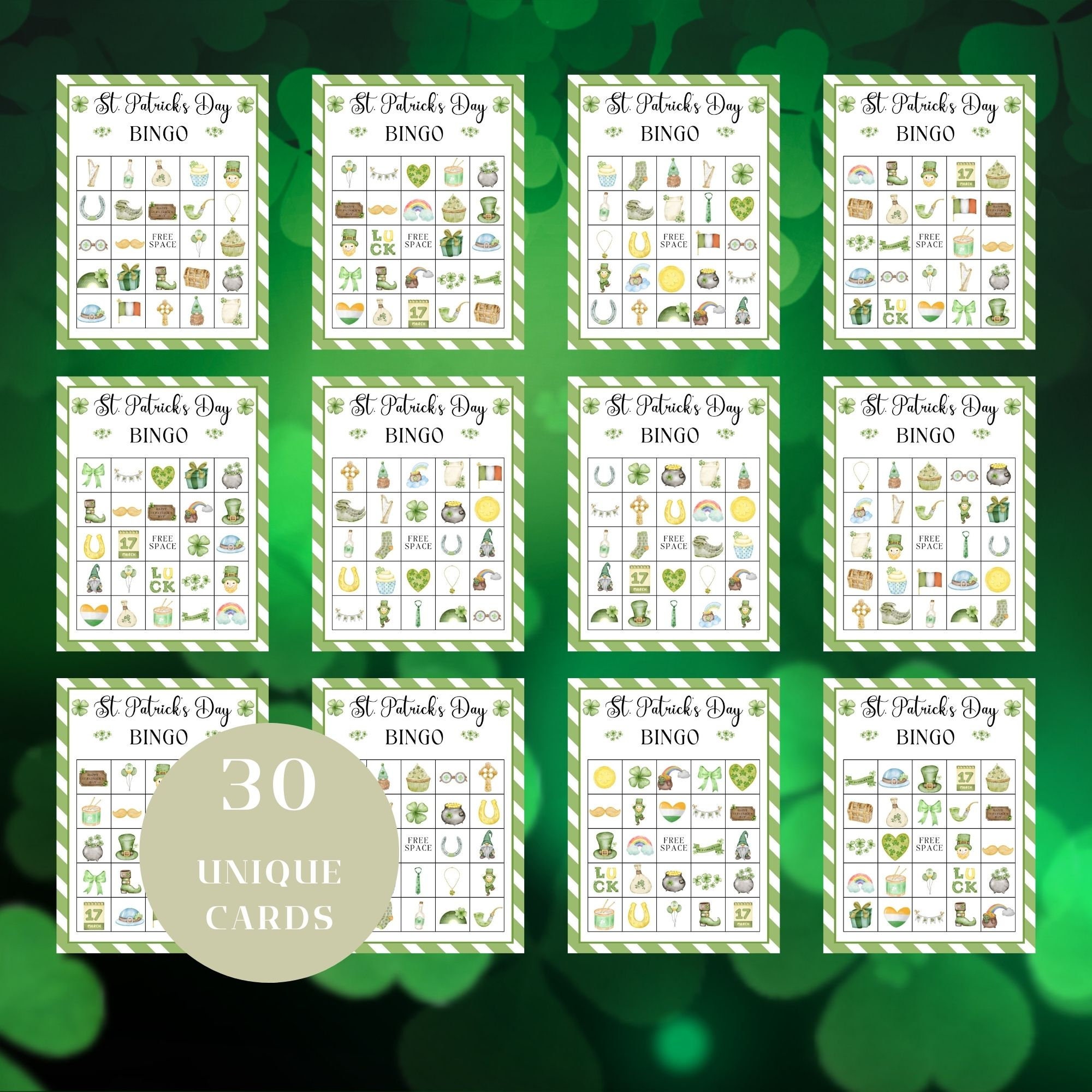 St. Patrick's Day BINGO Party Game, Leprechaun Bingo, Fun for Kids ...