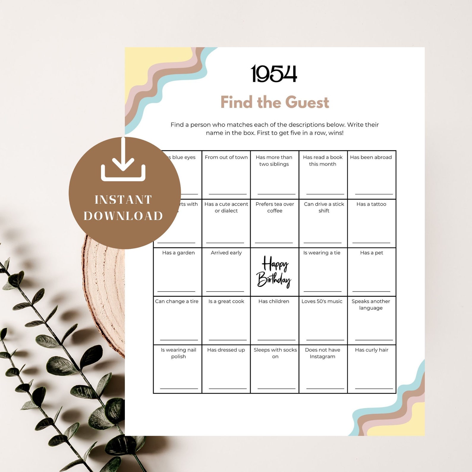 70th Birthday Games, Find the Guest, Human Bingo, Interactive Party ...