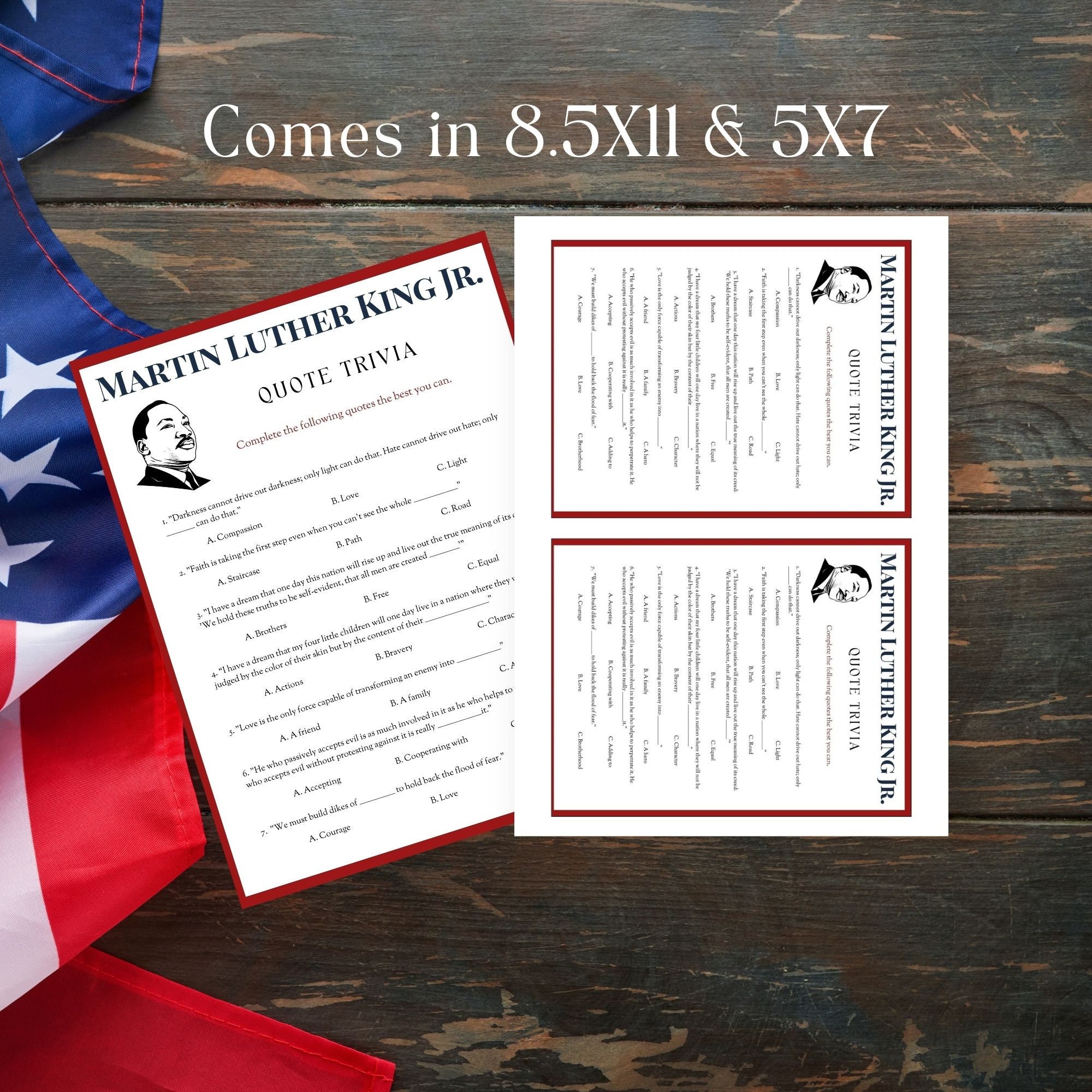 MLK Jr Day Quote Trivia, Celebrate Martin Luther King Jr., Classroom ...