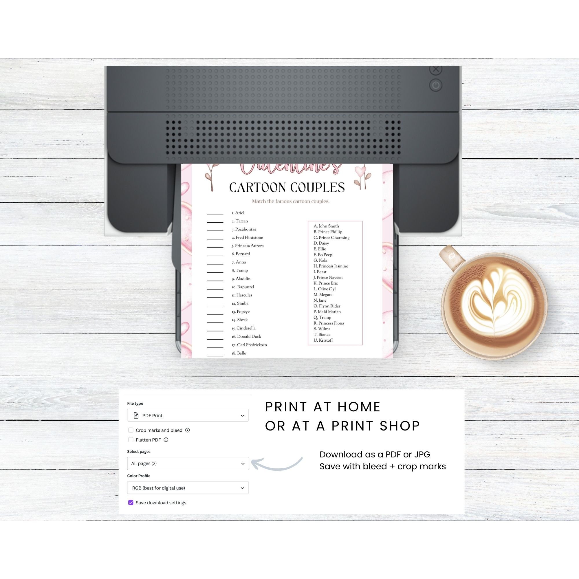 Match Cartoon Couples, Valentine's Day Party Games, DIY Quiz, Test Your ...