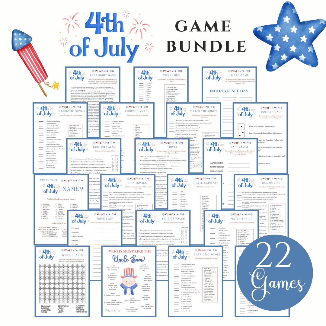 4th of July Games MEGA Bundle, Fun July 4th Party Games, Independence ...