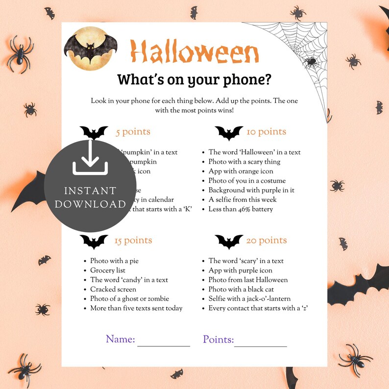 What's on Your Phone Halloween Printable, Party Games for Kids Teens ...