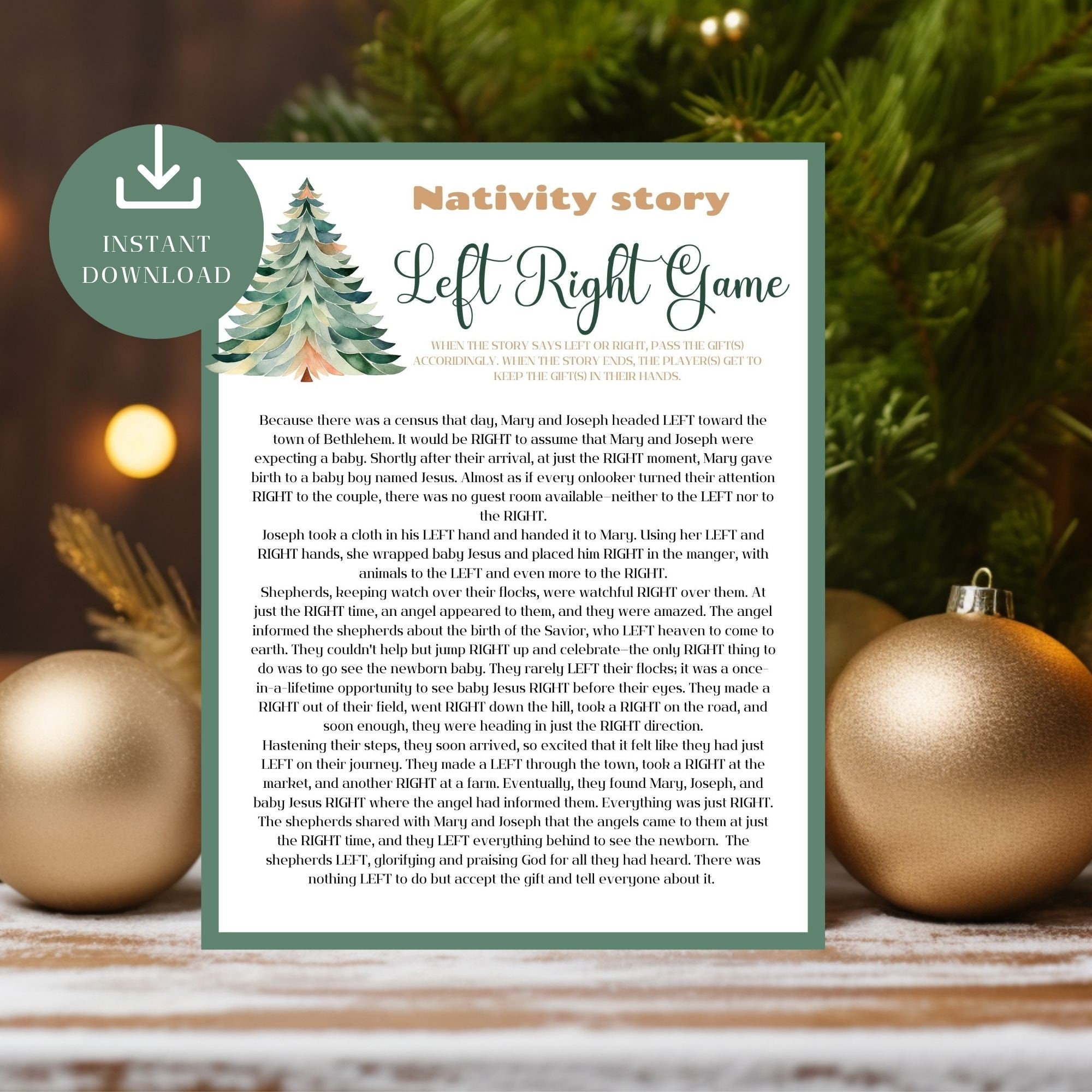 Left Right Nativity Story Christmas Game, Christmas Pass the Game Gift ...