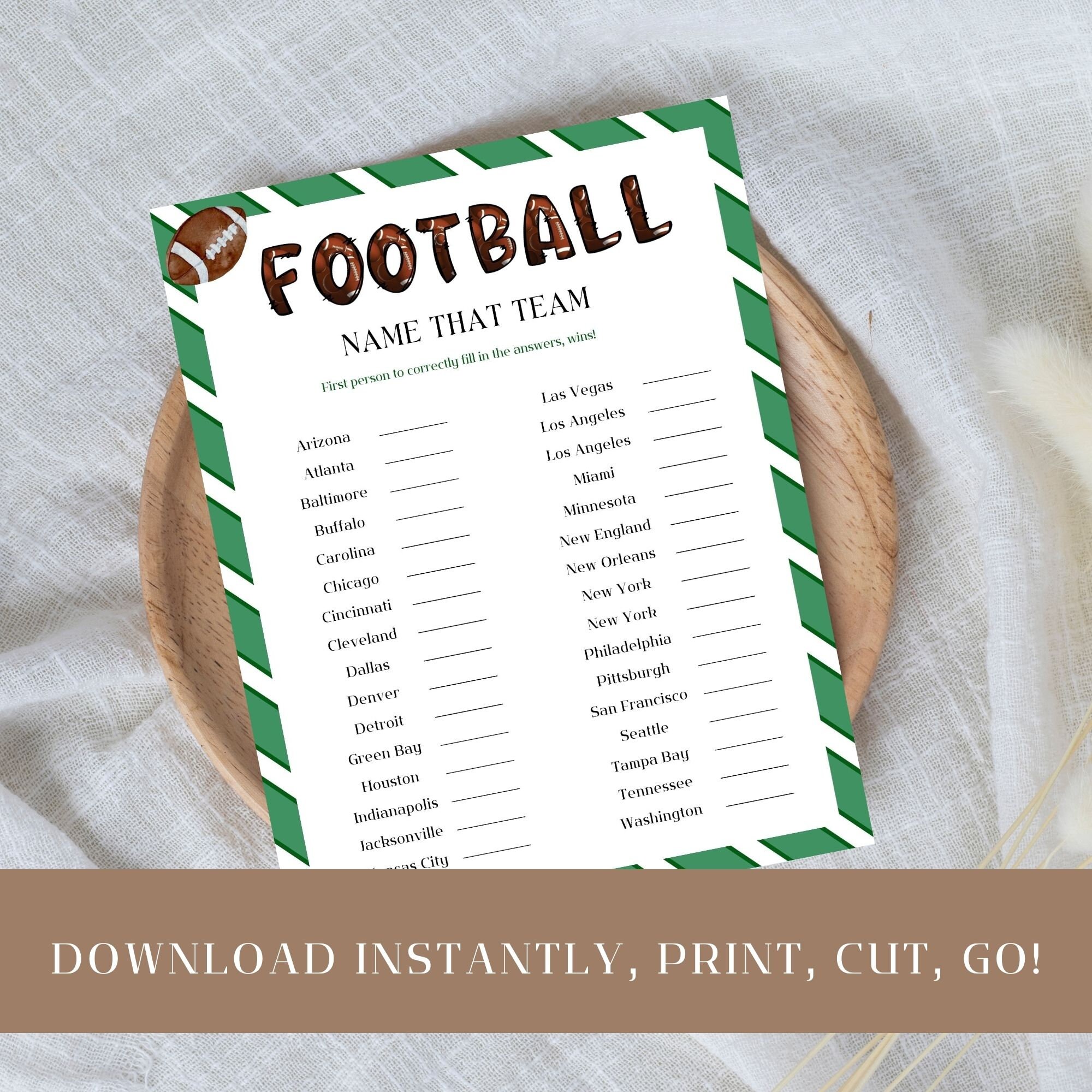 Football Party Games, Name That Pro Team, American Football Trivia for ...