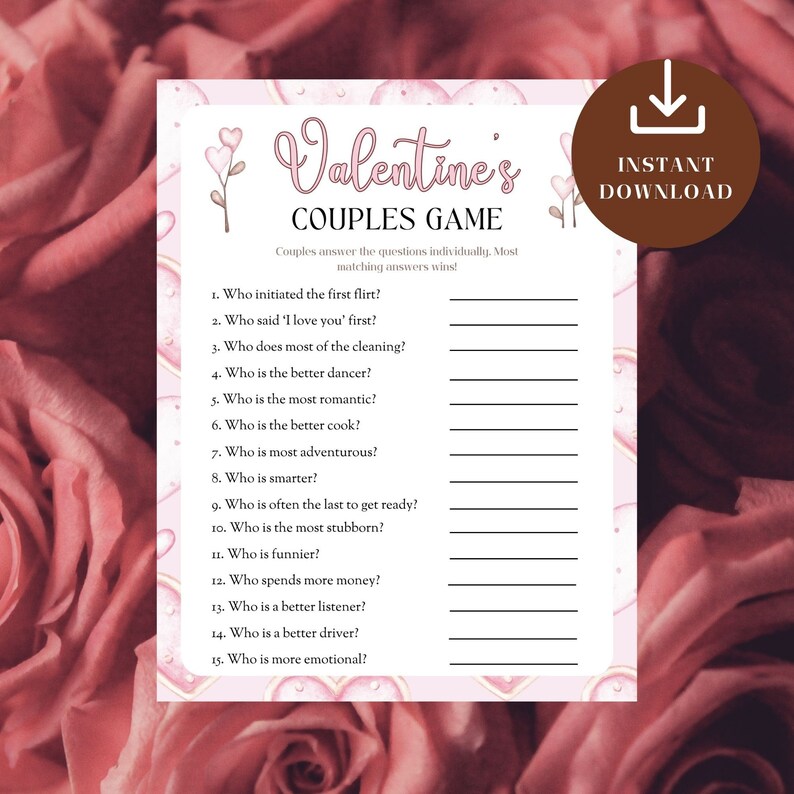 Valentine's Day Party Game for Couples, How Well Do You Know Your ...