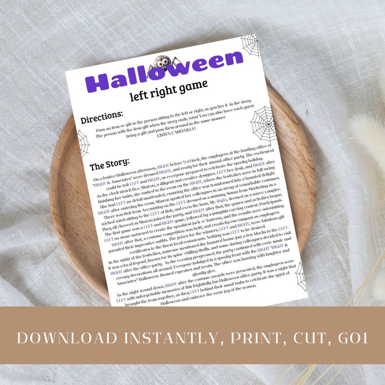 Left Right Game Halloween Printable Office Party Game - Etsy