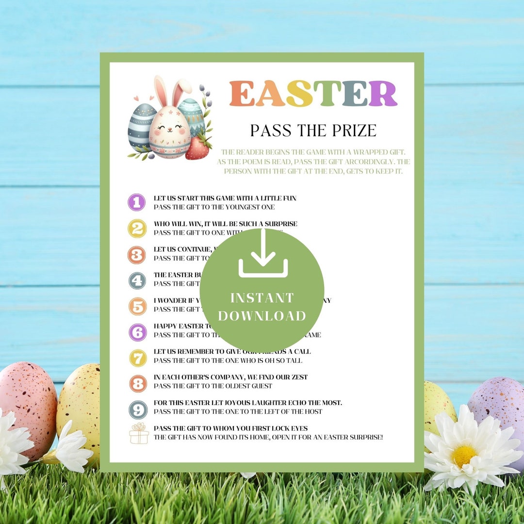 Pass the Prize Easter Party Game, Pass the Present Game for Kids Adults ...