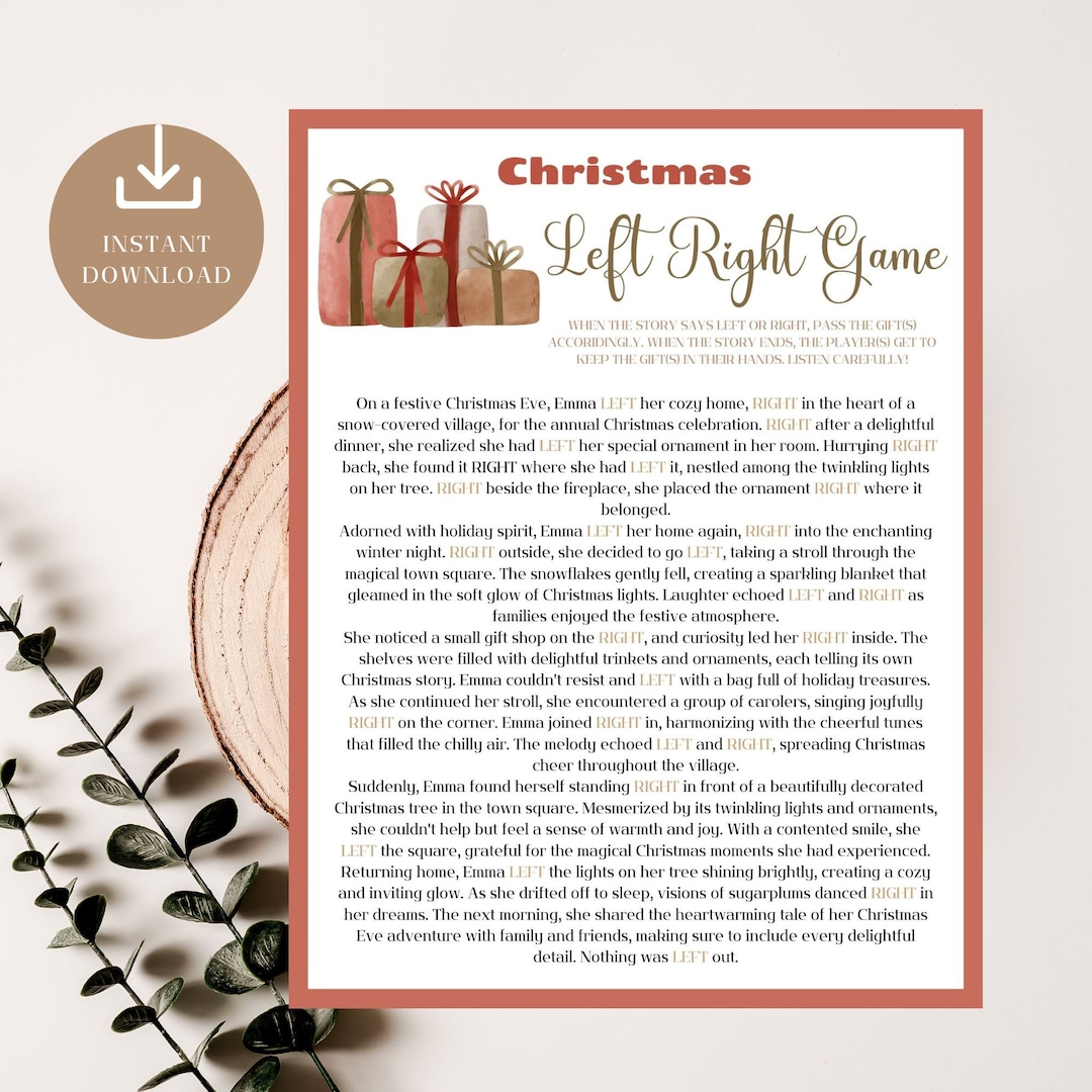 Left Right Christmas Gift Exchange Game for Kids and Adults, X-mas Eve ...