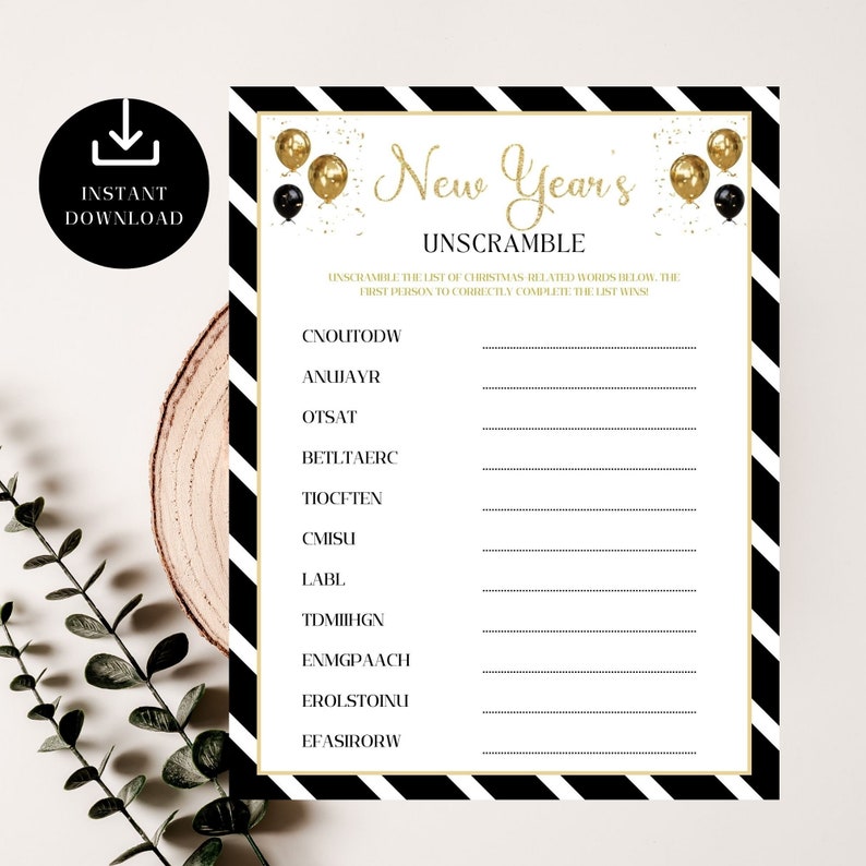 New Years Party Game Word Scramble, Printable, NYE Icebreaker Activity ...