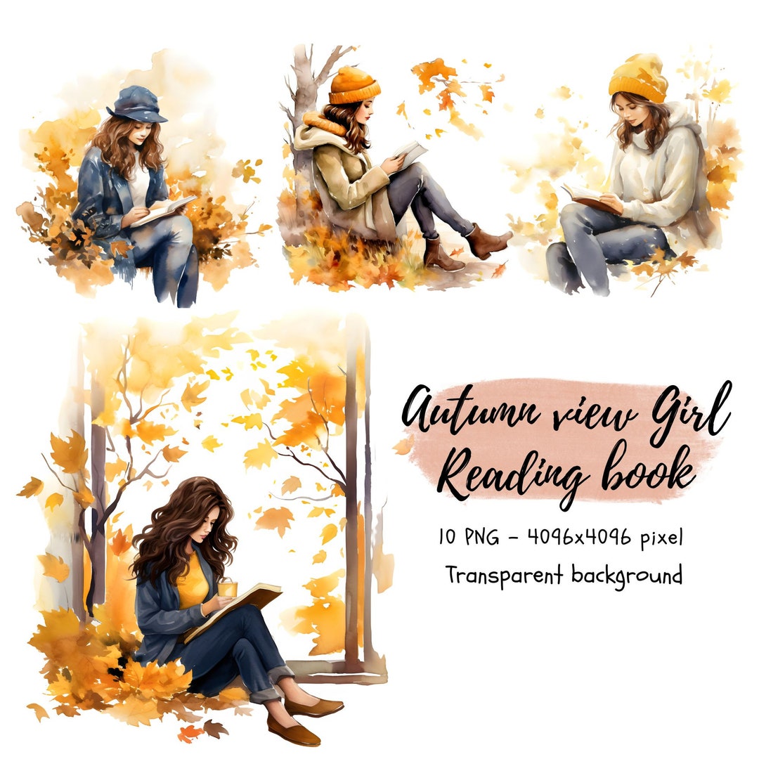 Autumn Books Watercolor Clipart Bundle Cozy Fall Reading - Etsy