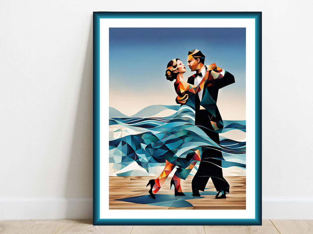 Dancing Couple Abstract Art Print: Romantic Valentine's Gift (digital ...