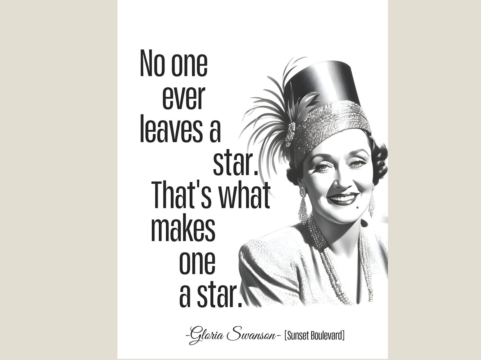 Gloria Swanson Art Print, Norma Desmond Sunset Boulevard Movie Quote ...