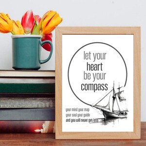 Let Your Heart, Inspirational Quote Art Print, Office Home Wall Decor ...