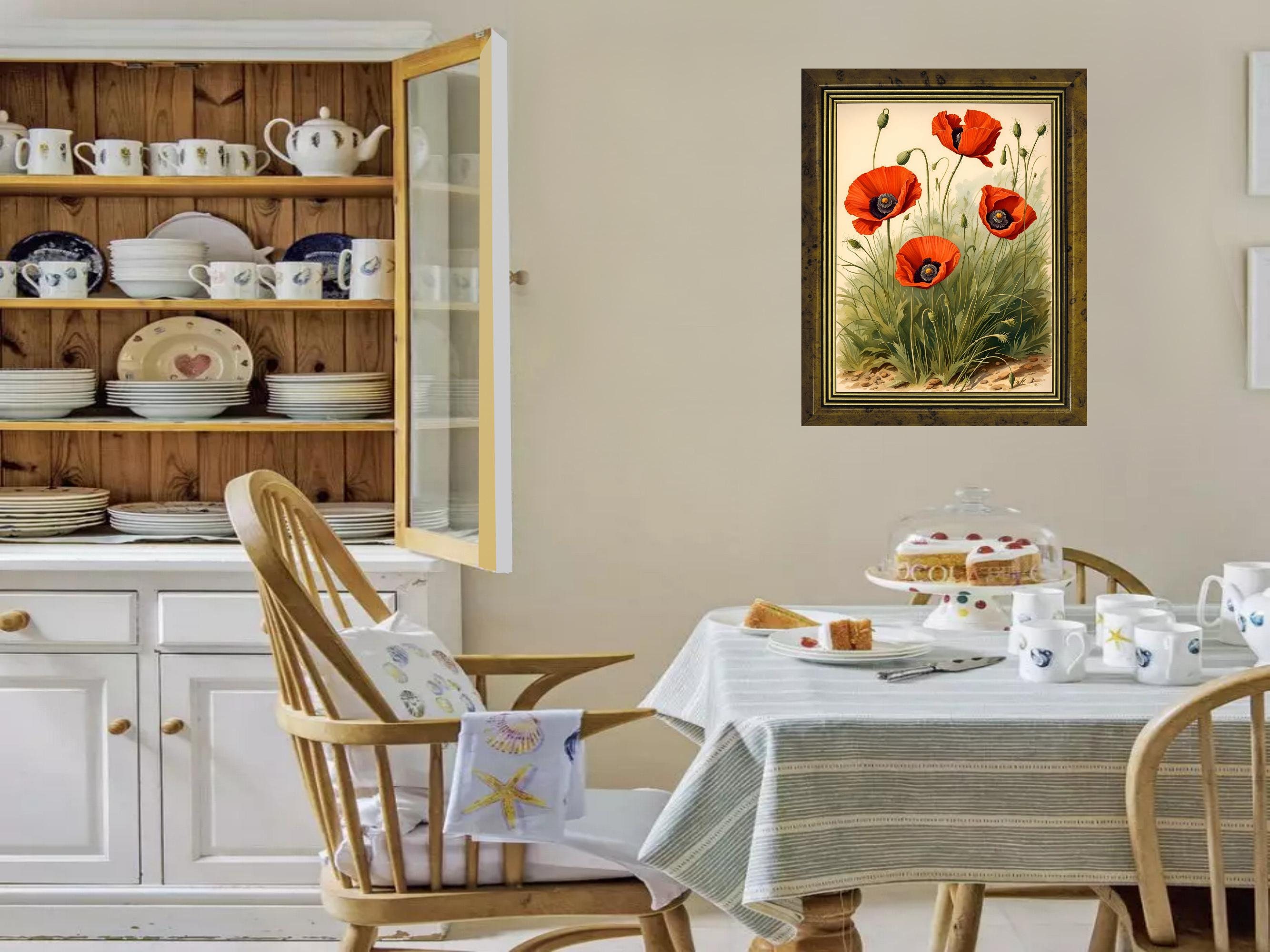 Poppy Flower Art Print, Vintage Poppies Illustration, Botanical Wall ...