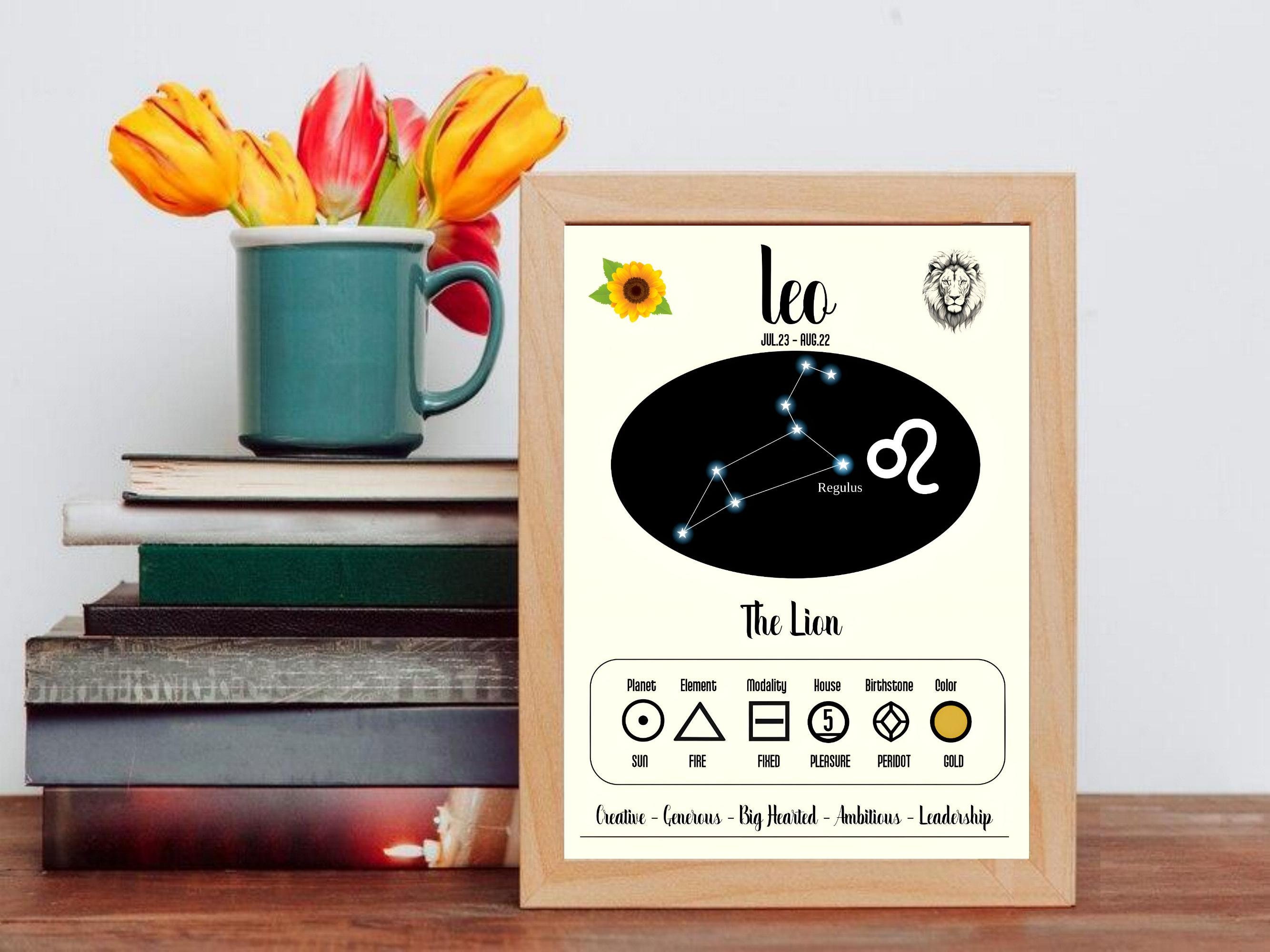 Leo Zodiac Print, Astrology Zodiac Wall Art, Leo Constellation Poster ...