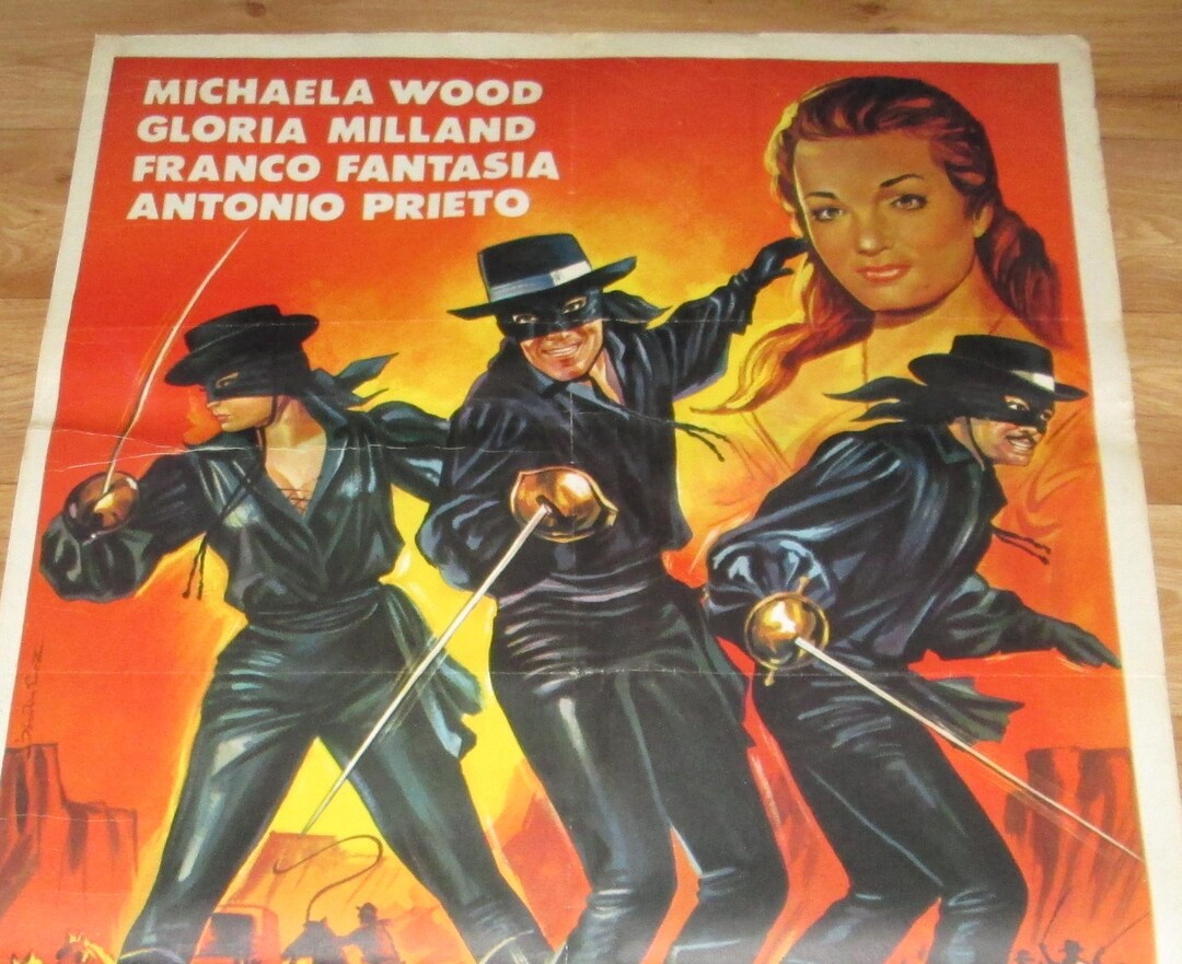 ZORRO 1963 Sword of Zorro FANTASTIC ART Vintage Original Movie Poster ...