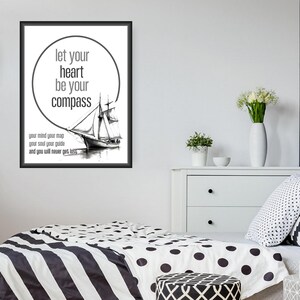 Let Your Heart, Inspirational Quote Art Print, Office Home Wall Decor ...