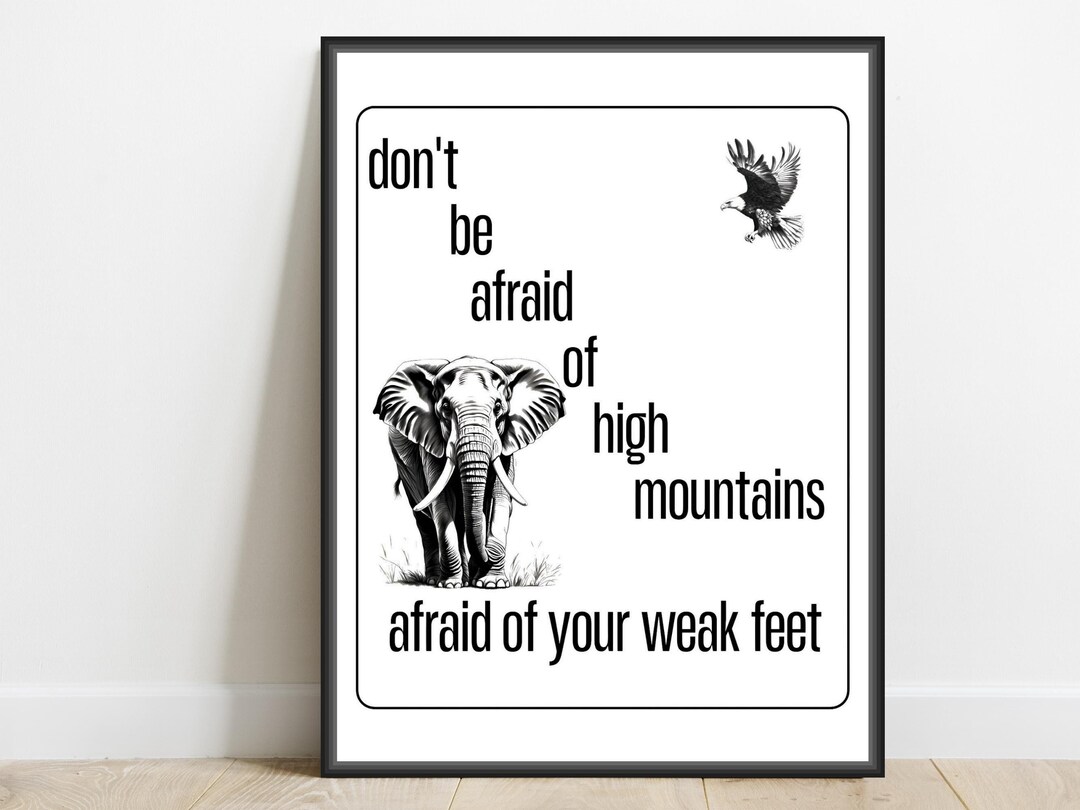 Motivational Elephant Art Print: Inspirational Home Office Decor ...