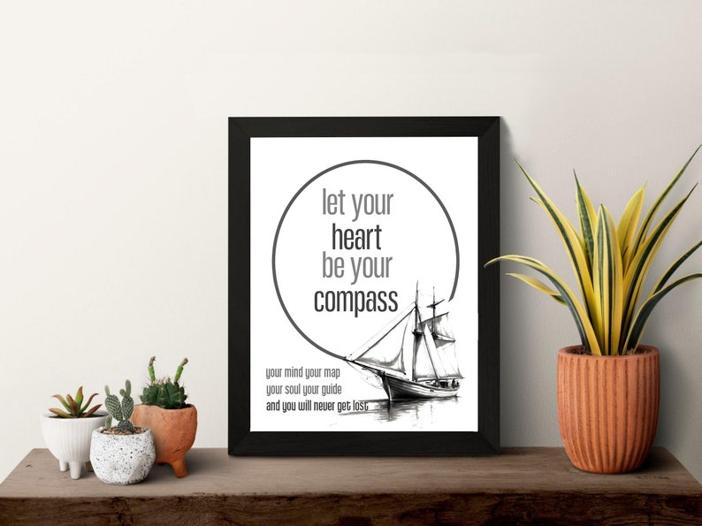 Let Your Heart, Inspirational Quote Art Print, Office Home Wall Decor ...