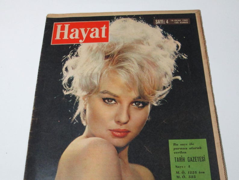 Mylene Demongeot 1962 at Vintage Turkish Magazine Cover - Big Size - Etsy