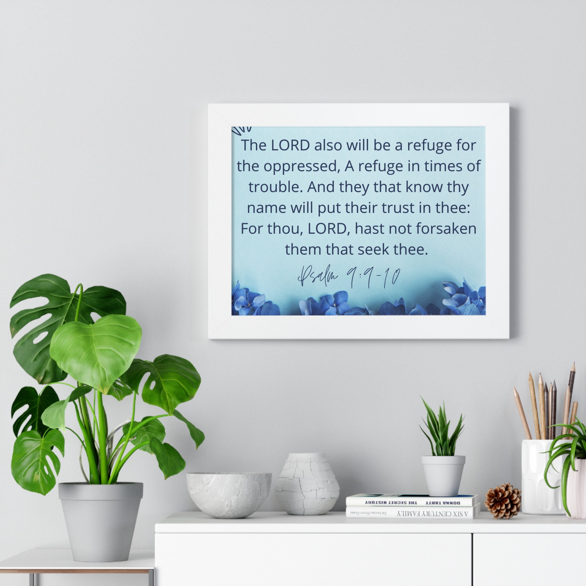 Framed Inspirational Wall Art Horizontal Poster, Scripture Wall Art ...