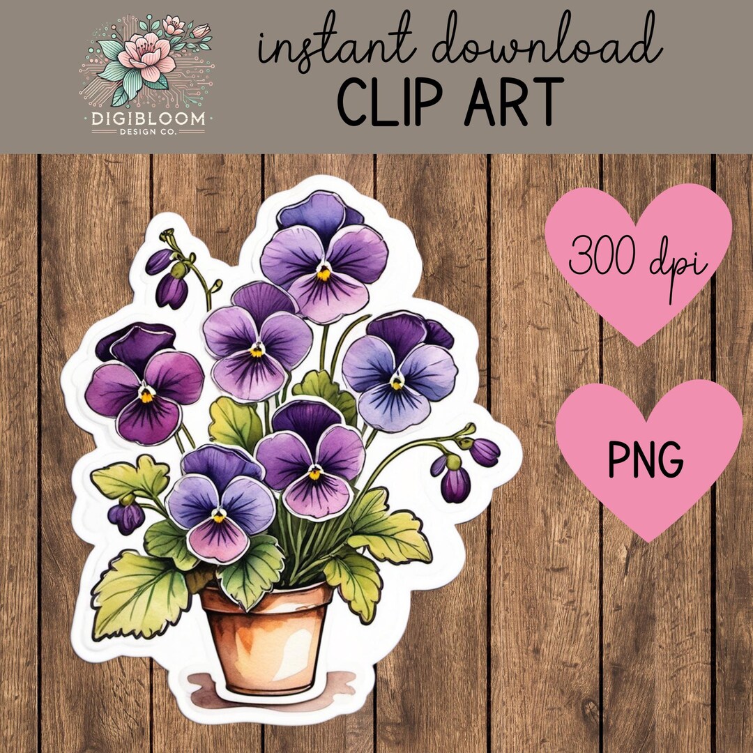 February Birth Flower Designs Digital Sticker Beautiful Violet ...