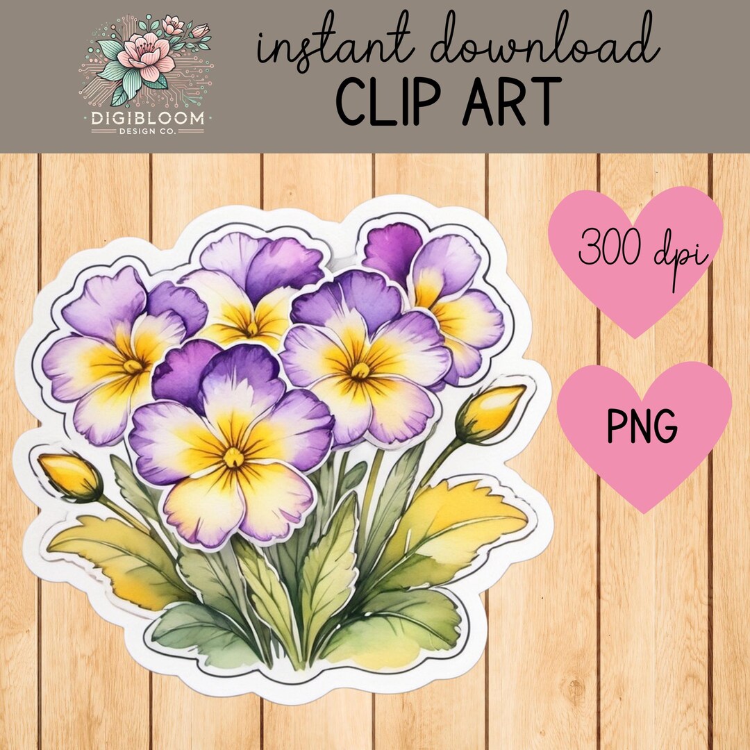 Primrose Clipart | Digital Sticker | February Birth Month Flowers for ...