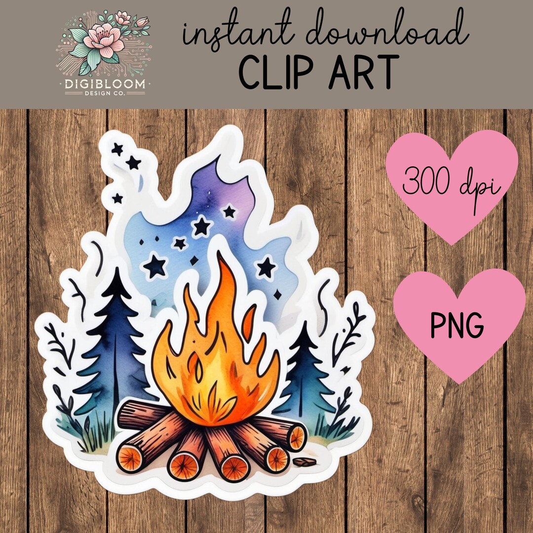 Cozy Campfire Clipart | Digital Sticker | Perfect for Planners, Camping ...