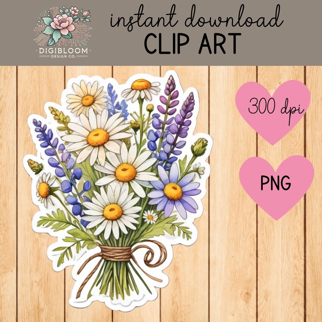 Rustic Wildflower Bundle Clipart | Digital Sticker | Beautiful Boho ...