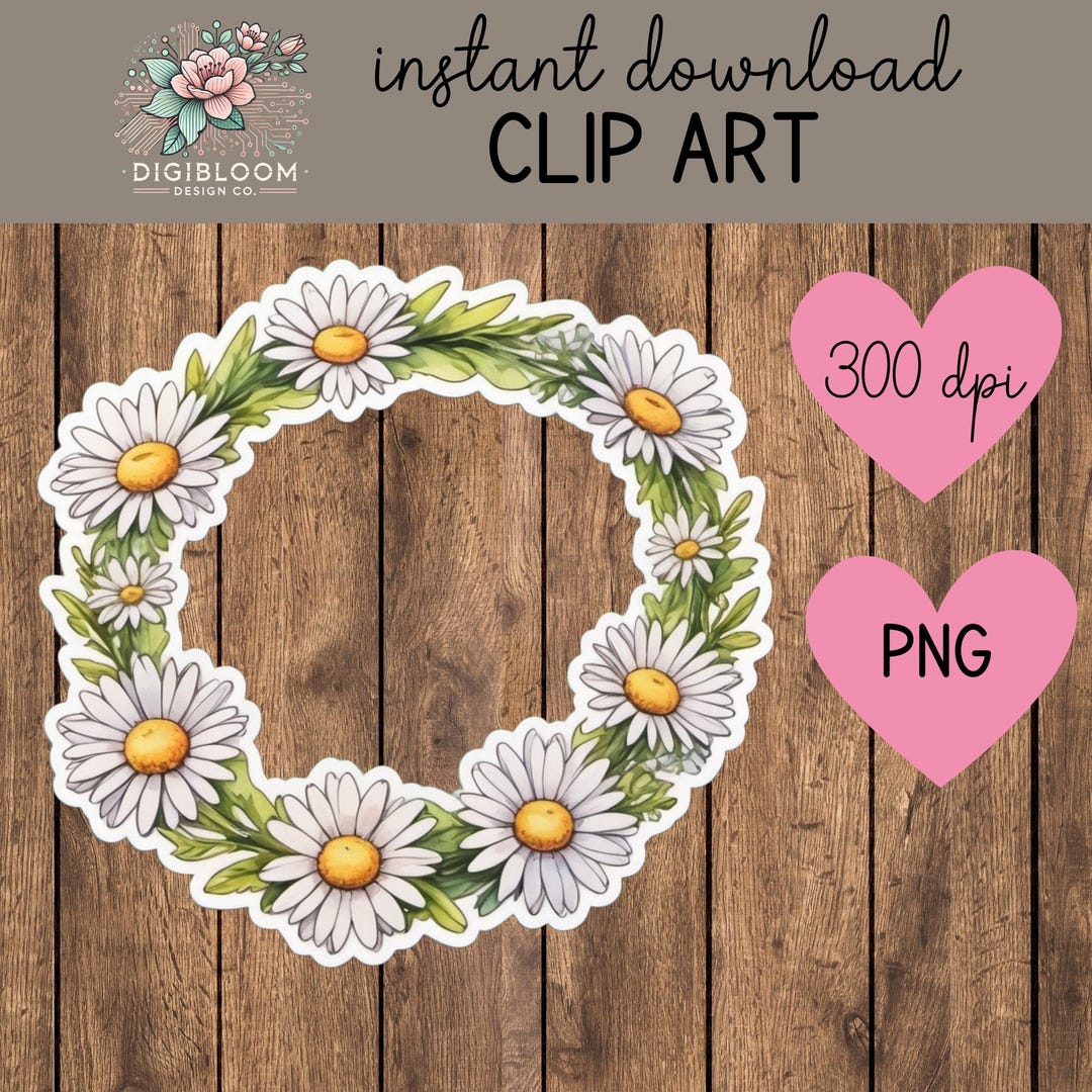 Daisy Chain Clipart | Digital Sticker | Whimsical Floral Illustration ...