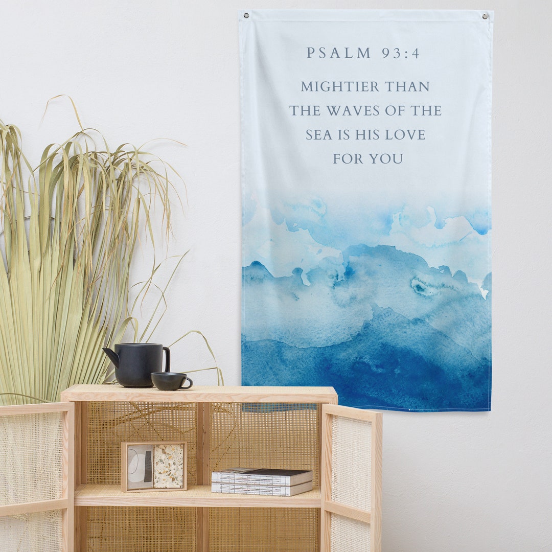 Mightier Than the Waves of the Sea Bible Verse Tapestry, Canvas Banner ...