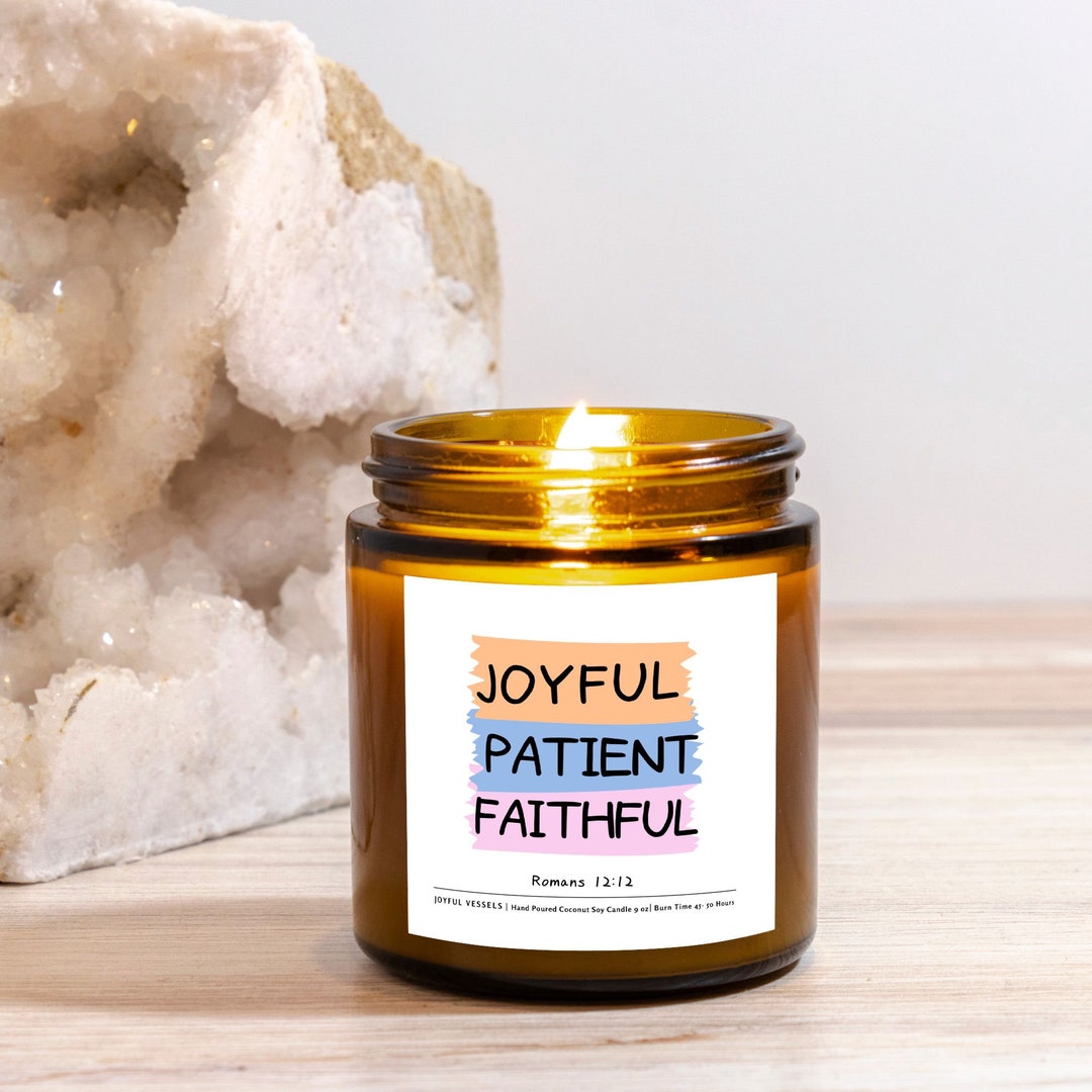 Bible Verse Candle Romans 12:12 Amber Jar Candle - Etsy