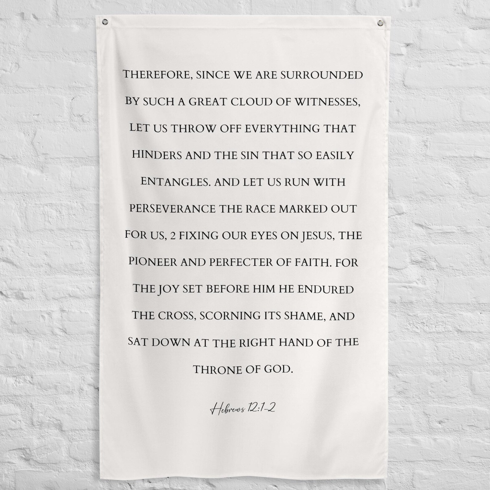 Hebrews 12:1-2 Bible Scripture Wall Flag, Christian Tapestry, Scripture ...