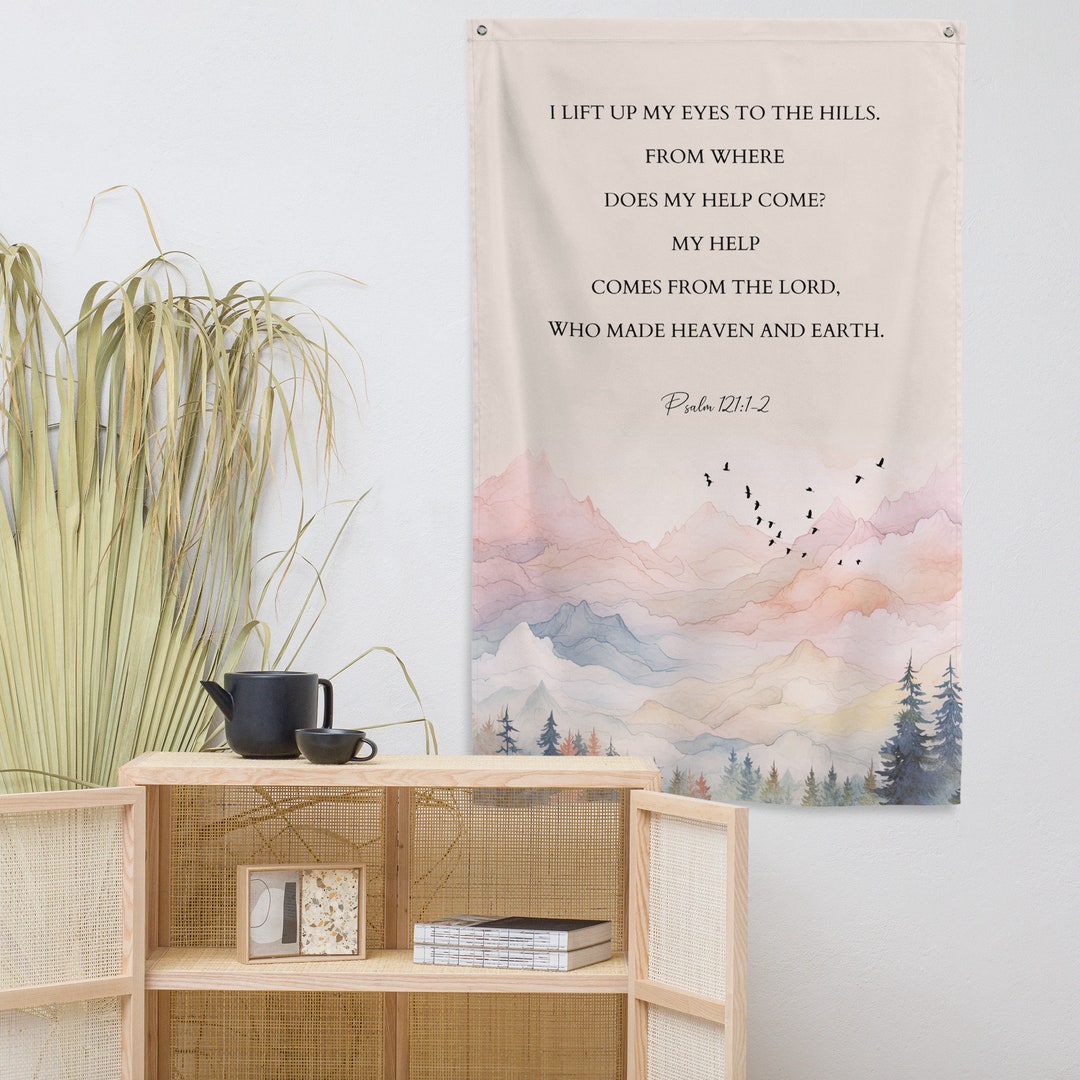 Wall Tapestry Bible Verse Psalm 121, Christian Scripture Wall Flag ...