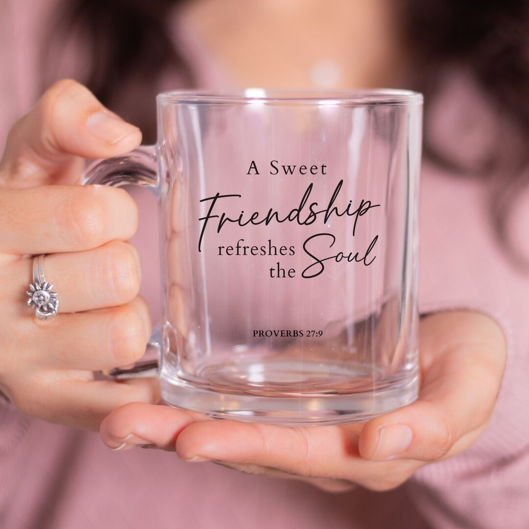 Friendship Mug Bible Verse Glass Coffee Mug Scripture Coffee Cup A ...