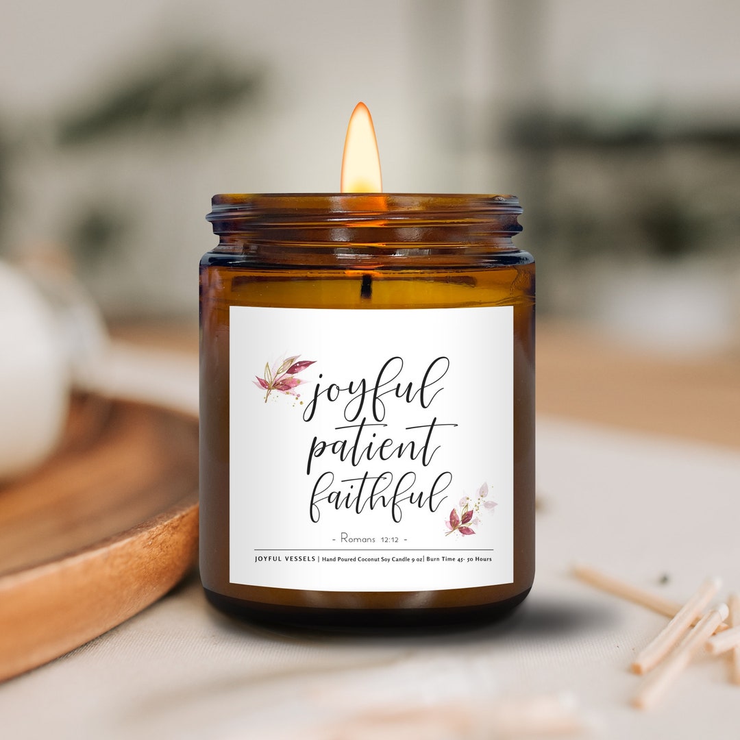 Romans 12:12, Personalized Candle, Bible Verse Candle, Encouragement ...