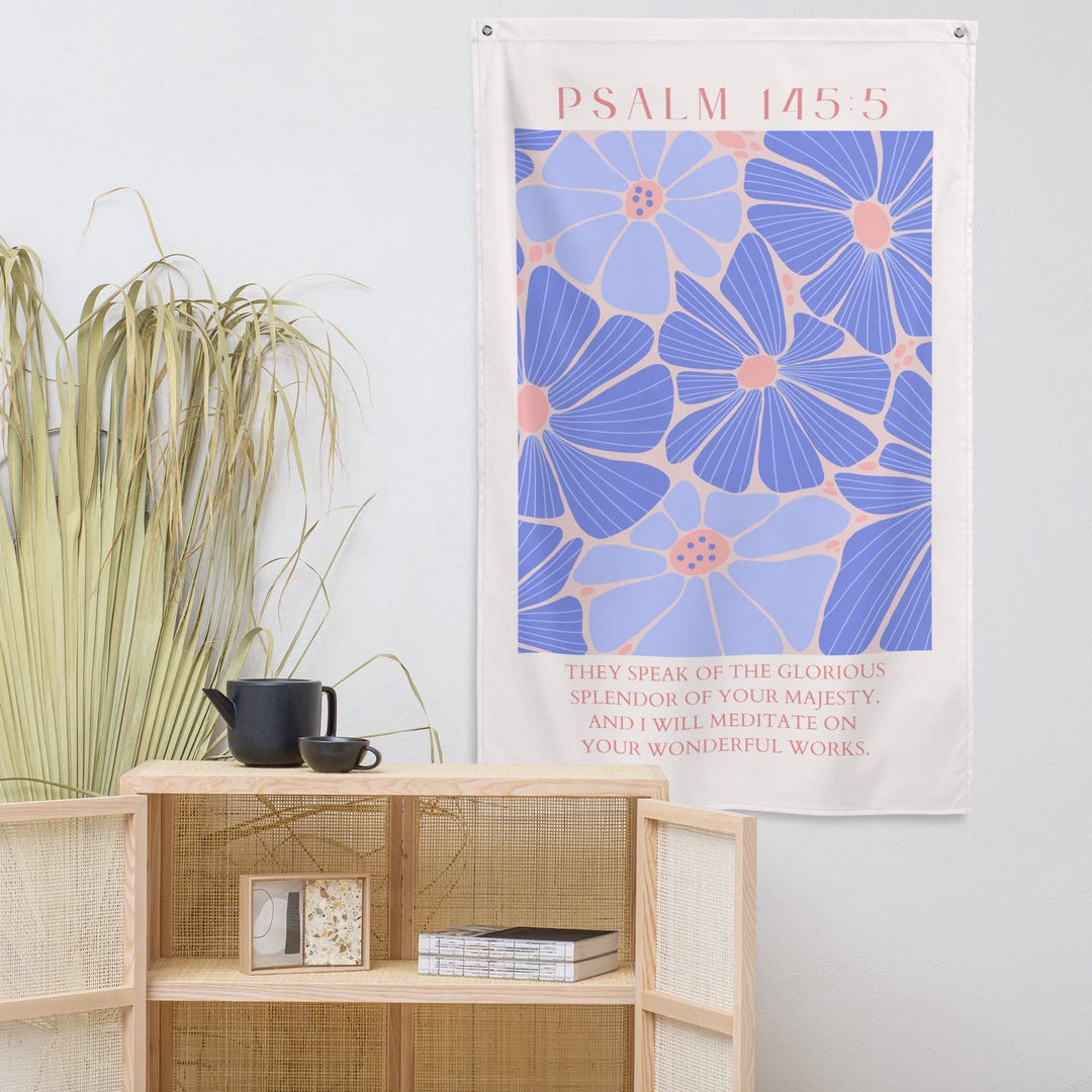 Psalm 145:5 Christian Scripture Wall Flag, Christian Tapestry Wall ...