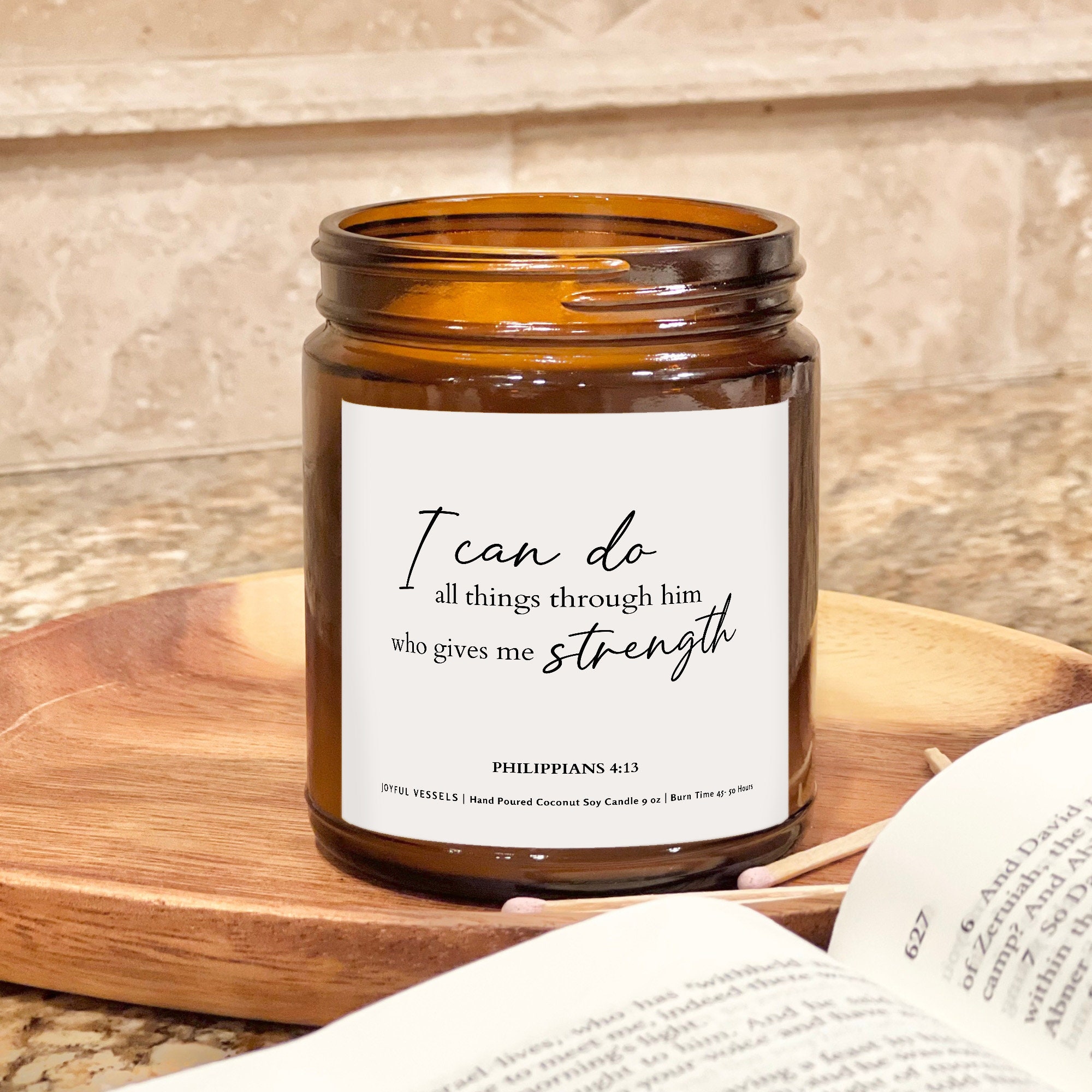 Bible Verses Candle Amber Jar Bible Quote Candle Gift for Her Christian ...