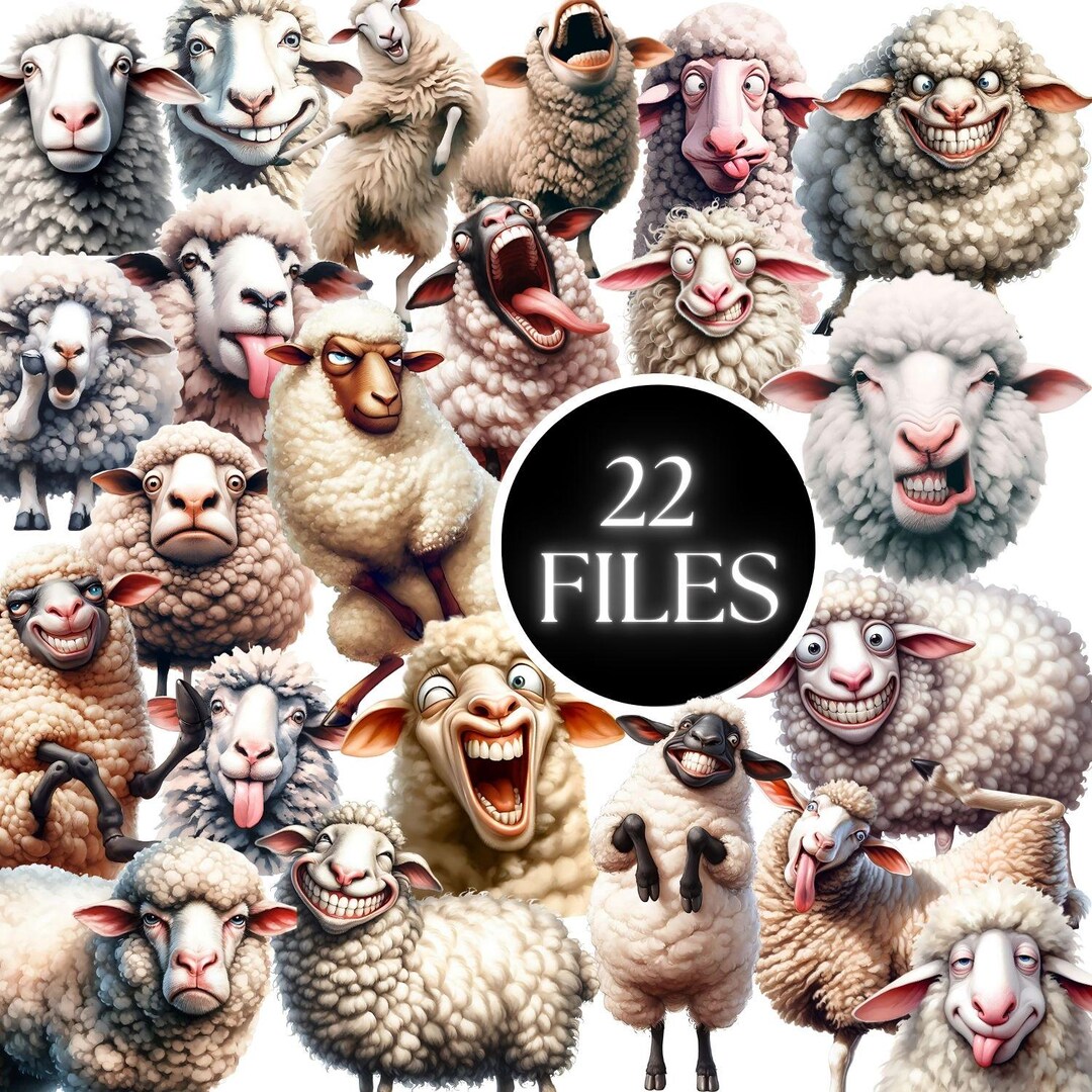 Grumpy Funny Sheep Clipart, Watercolor, Digital Paper Craft, Instant ...