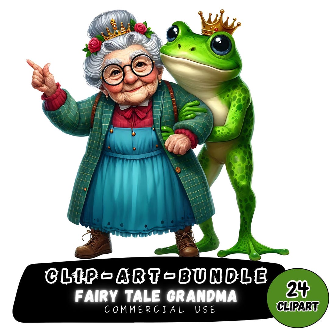Grandma as a Fairytale Character Clipart Collection I for Print-on ...