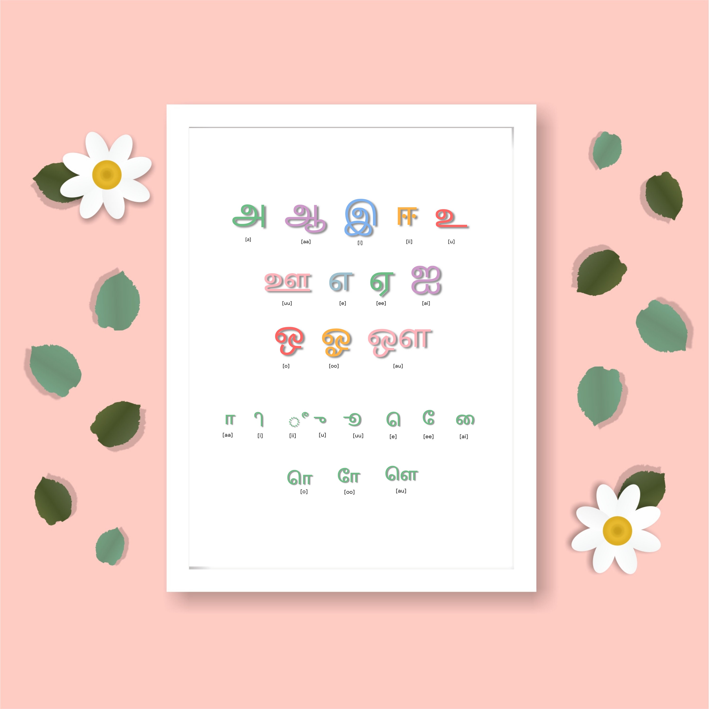 Tamil Letters Tamil Alphabets Digital Print Tamil Vowels Tamil ...