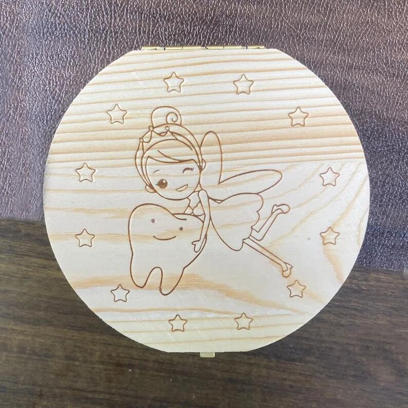 Wooden Baby Kids Tooth Storage Box Tooth Wood Box Organizer Milk Teeth ...