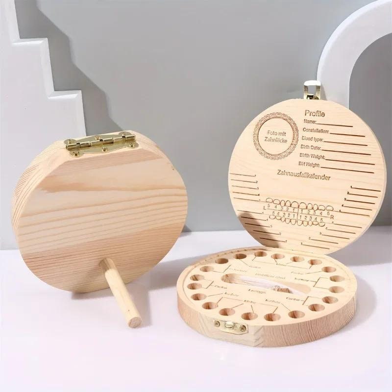 Wooden Baby Kids Tooth Storage Box Tooth Wood Box Organizer Milk Teeth ...