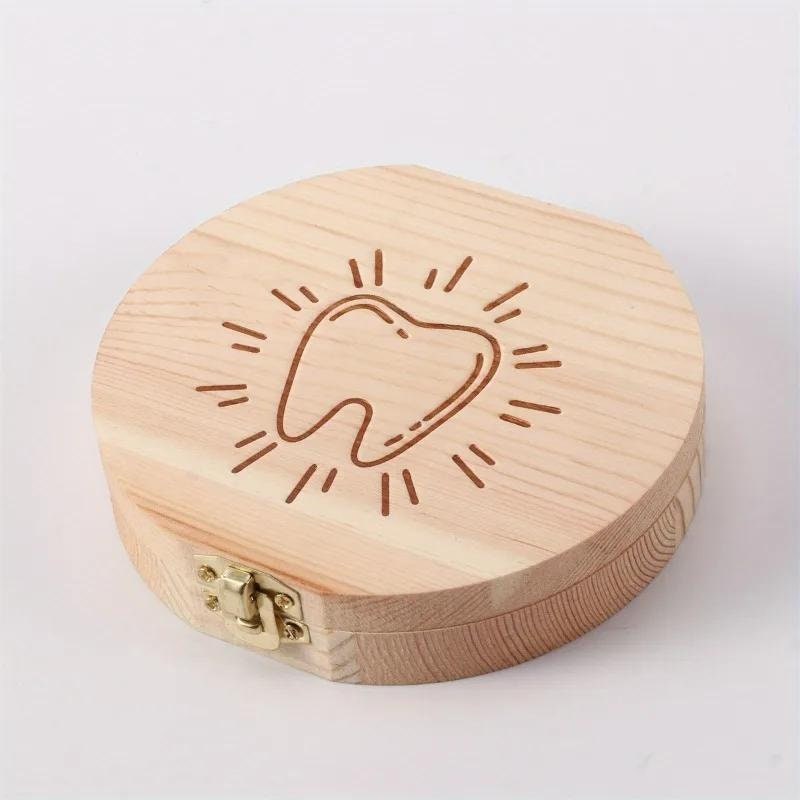 Wooden Baby Kids Tooth Storage Box Tooth Wood Box Organizer Milk Teeth ...