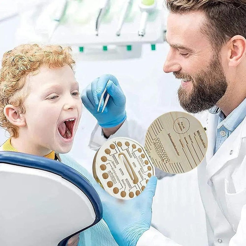 Wooden Baby Kids Tooth Storage Box Tooth Wood Box Organizer Milk Teeth ...