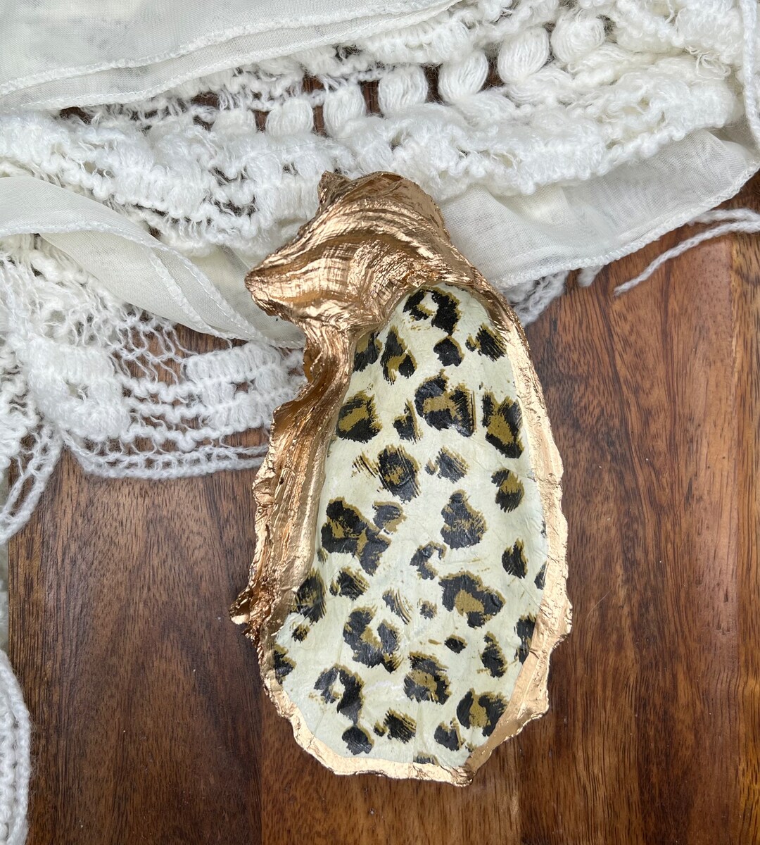 Custom Leopard Themed Gilded Oyster Shell / Unique Gift / Wedding ...
