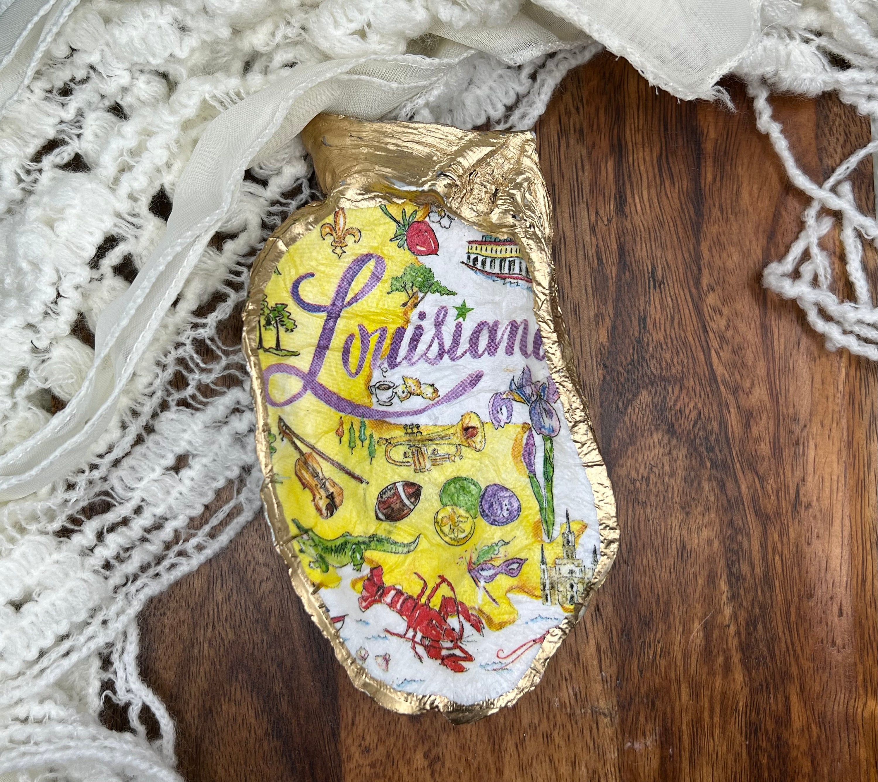 Custom Louisiana Themed Gilded Oyster Shell / Unique Gift / Wedding ...