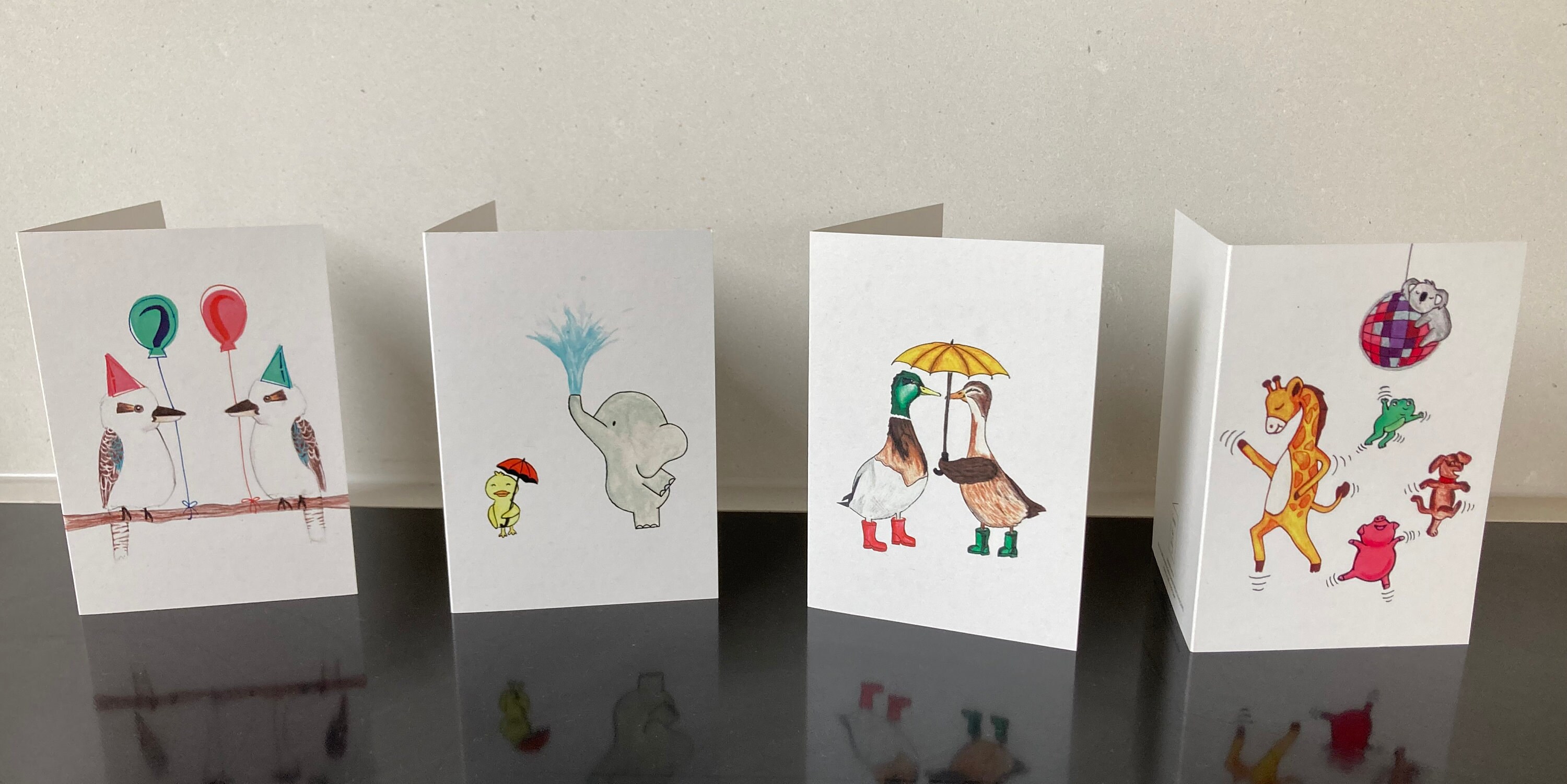 Animal Pack 4 Original Fun Animal Design Cards . Scanned From Pen ...