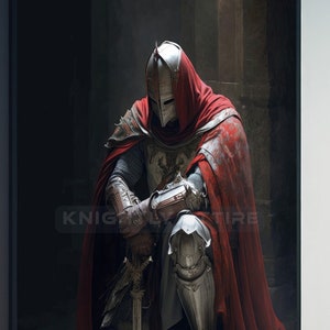 Medieval Knight Wall Art Medieval Kneeling Warrior - Etsy