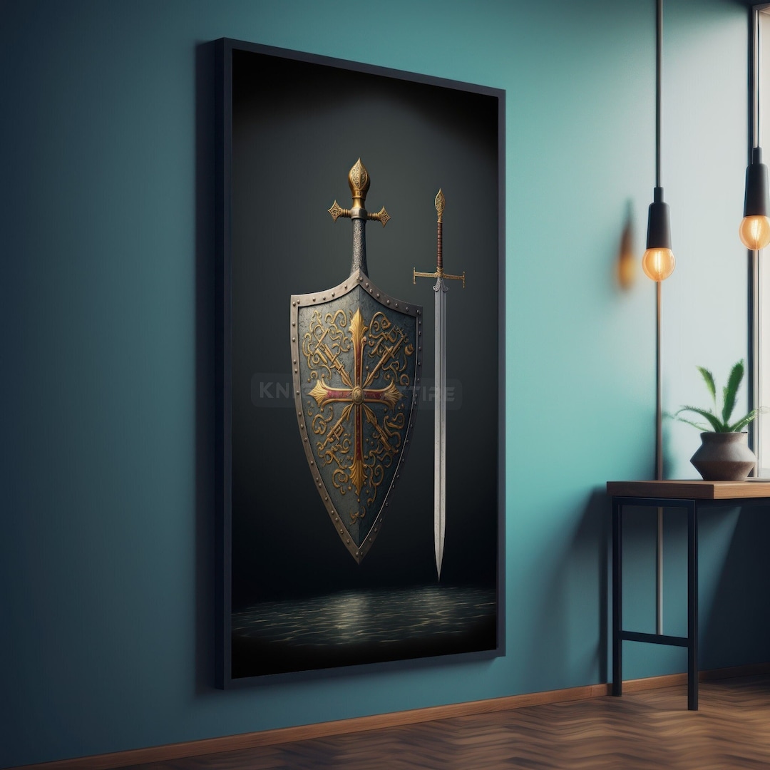 Sword and Shield Wall Art Sword Shield Floating Downloadable Digital ...